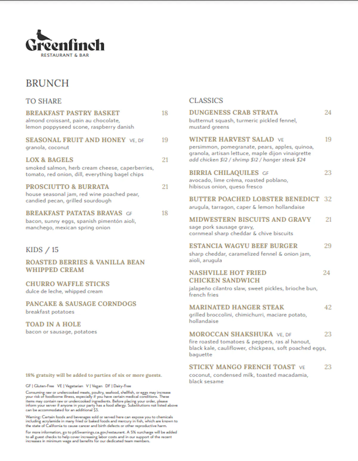 Greenfinch Restaurant - San Diego, CA | Tock