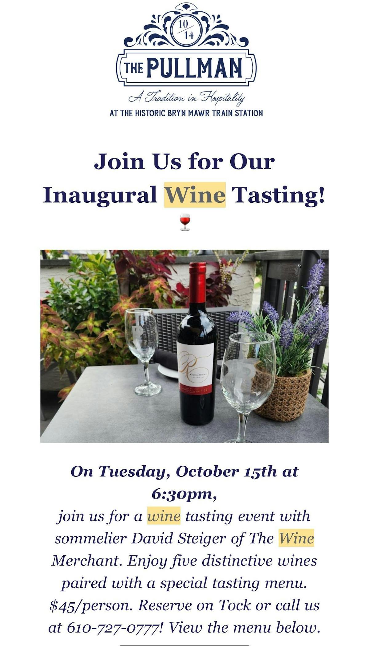 The Pullman Restaurant & Bar - Wine Tasting plus 5 Course Dinner $95 pp ...