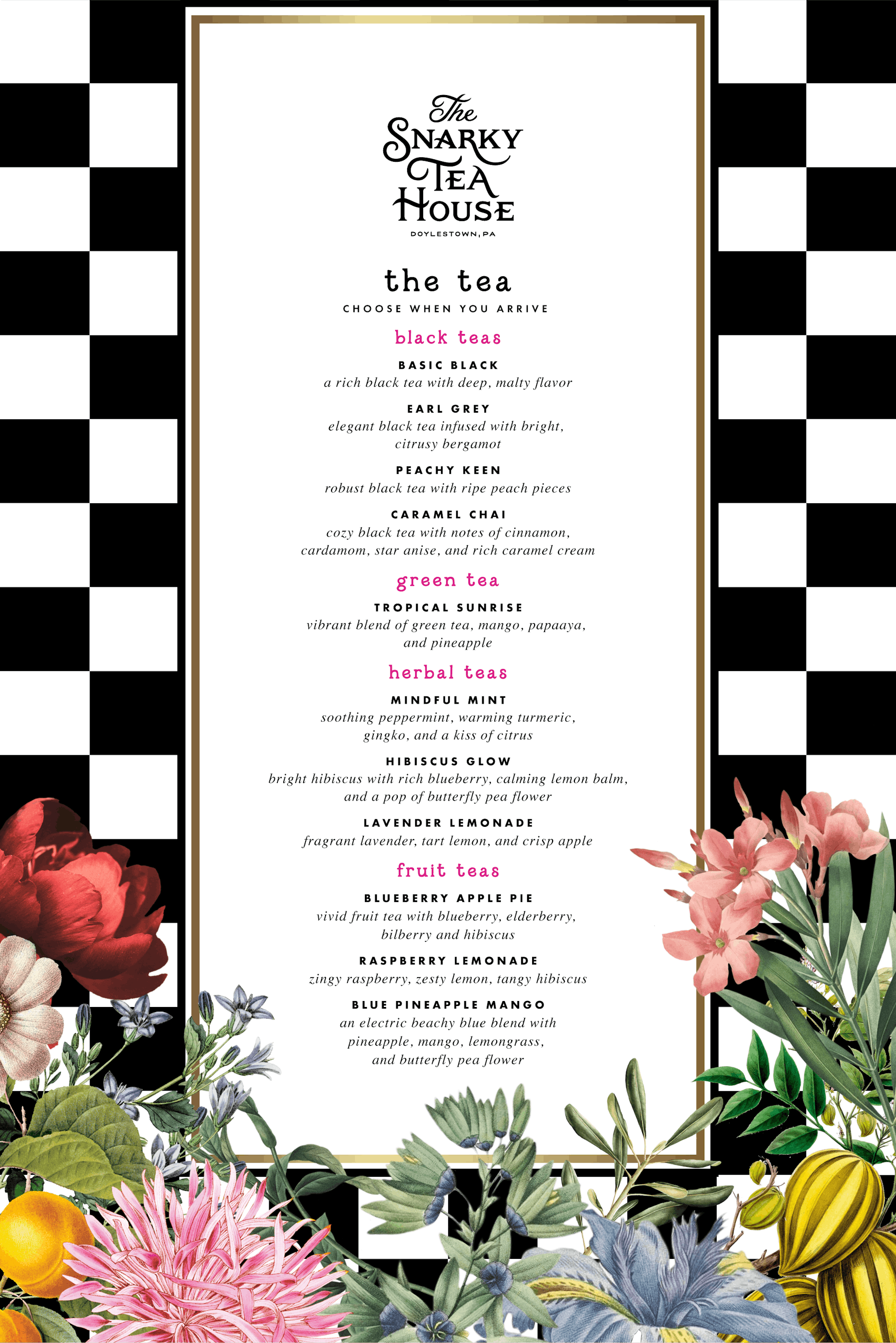 The Snarky Tea House - Set Tea Menu - Doylestown, PA | Tock
